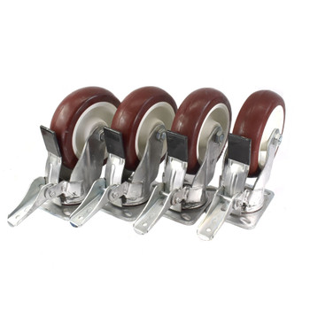 Payson 8" Locking Rubber Casters Full Swing Locking Maroon 08250 (4)