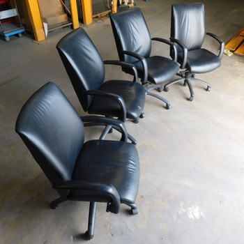 HBF Détente Executive Mid Back Black Leather Swivel Conference Chair