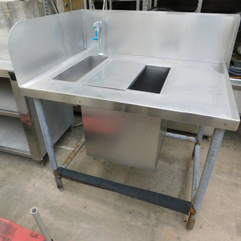 Stainless Steel Ice Well Bar Table w/ Water Faucet & 12" Backsplash