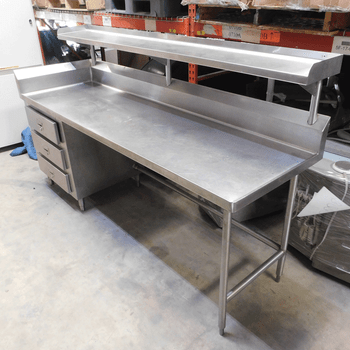 Stainless Steel Prep Table w/ 3-Drawers & Shelf 8-Foot x 30-Inches