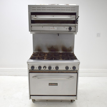 Tri-Star 36" 6-Burner Range with Full Oven and Salamander Top SS ...