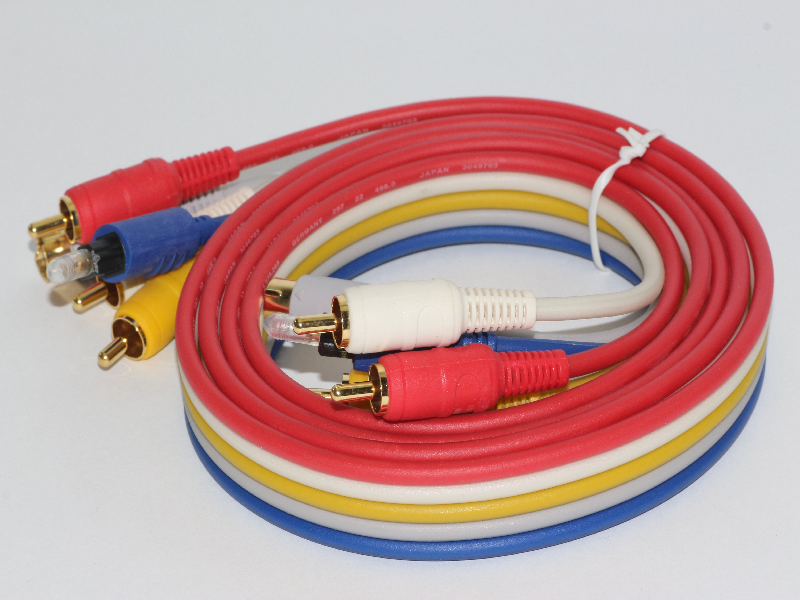 Professional 1.4m Gold Flat 5 Way AV Cable, SVHS, Optical, Phono, Audio ...