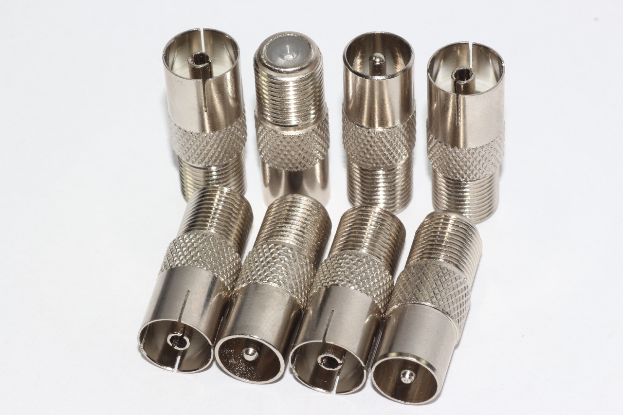 8 x F Female Socket Adaptor to Male & Female Coax Connectors ...