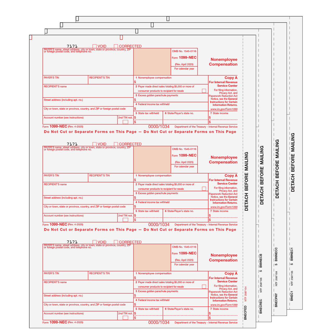 NECS405 - 1099 Non-Employee Compensation - 4-part Set (Preprinted ...