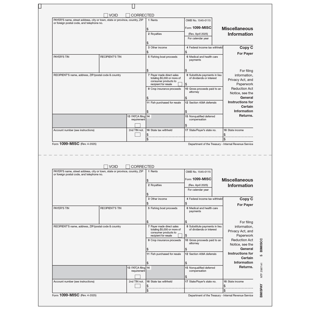 BMISPAY05 - 1099-MISC Miscellaneous Information - Payer Copy C ...
