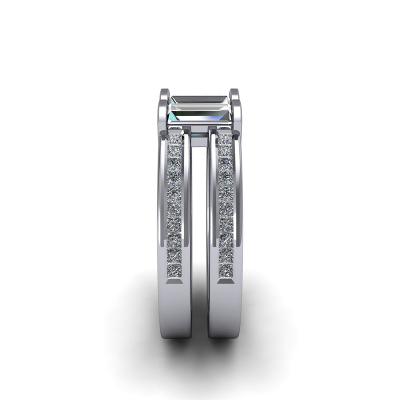 Men's Gay Engagement Ring, Two Stone Diamond Ring Double Band