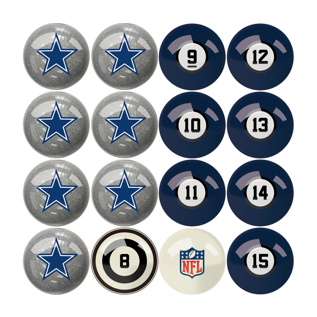 Dallas Cowboys Pool Ball Set at Wolf Iron Cues