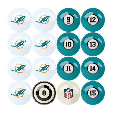 Miami Dolphins Pool Ball Set at Wolf Iron Cues