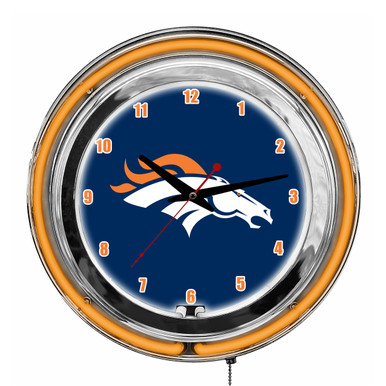Denver Broncos 14" Neon Clock at Wolf Iron Cues