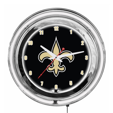 New Orleans Saints 14" Neon Clock at Wolf Iron Cues