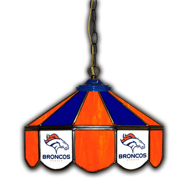 The Denver Broncos 14" Glass Pub Lamp at Wolf Iron Cues