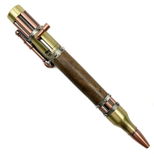 Loki Tool Walnut Steampunk Pen, Antique Brass