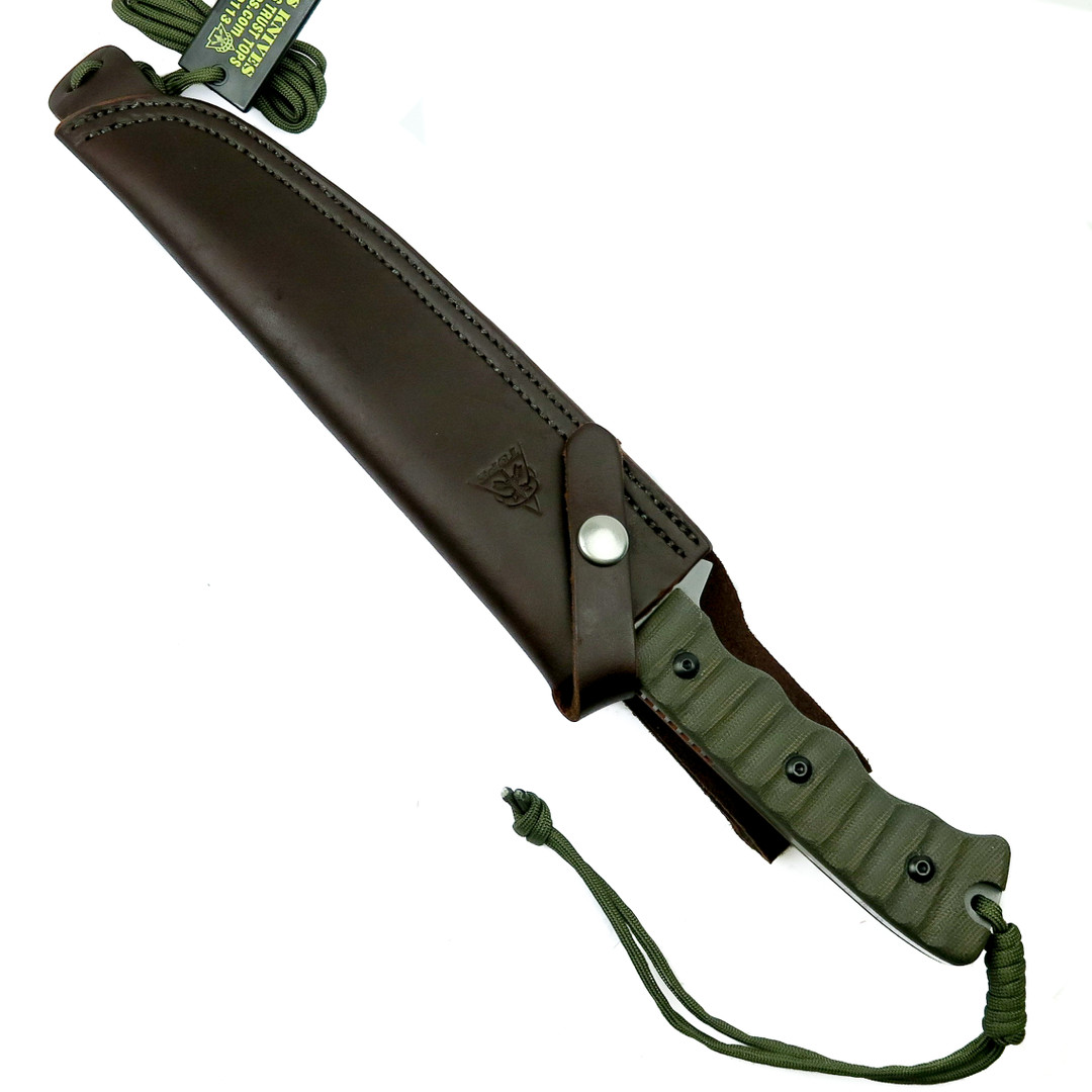 TOPS WPH-07 Green Wild Pig Hunter Micarta Fixed Blade Knife, 1095 ...