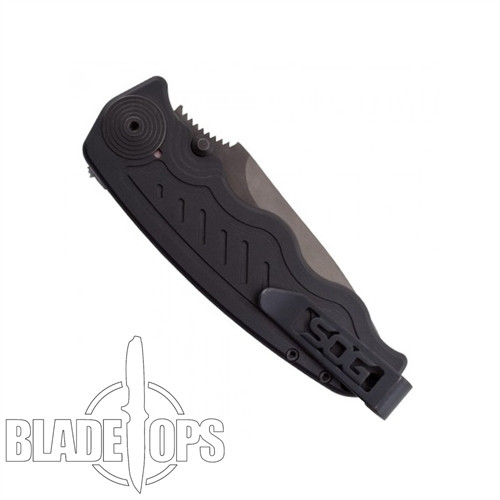 SOG Zoom Mini Assist Knife, Black TiNi Drop Point Combo Edge