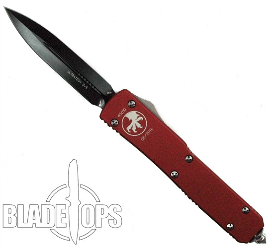 Microtech Red Ultratech OTF Knife, Dual Edge Standard Blade, 122-1RD