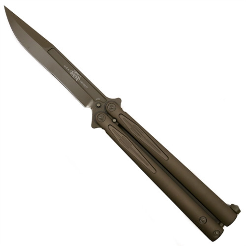 Microtech 173-1TN Tan Tachyon III Balisong Butterfly Knife, Tan Blade