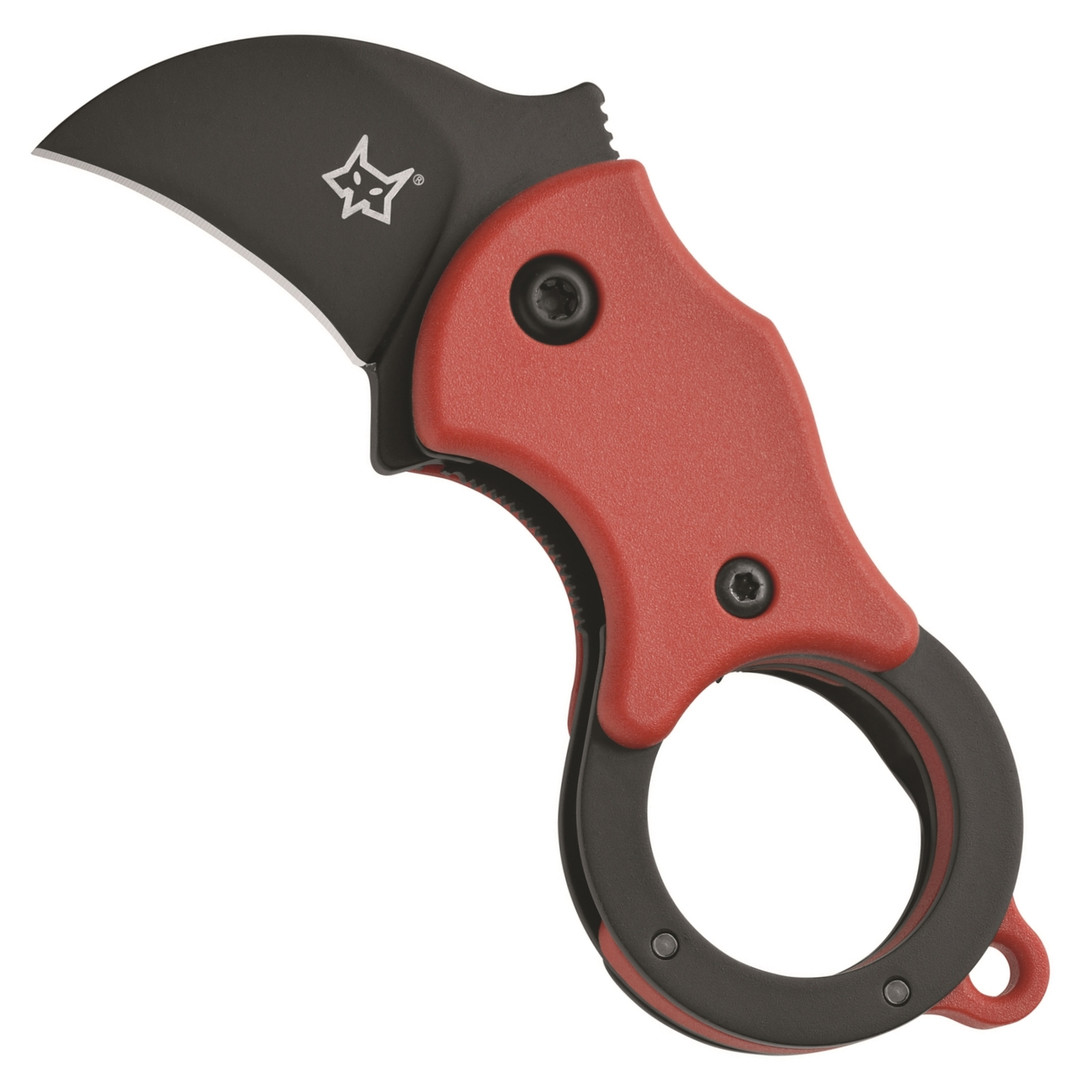 Fox Knives Red Mini-Ka Folder Knife, 1" Black Blade