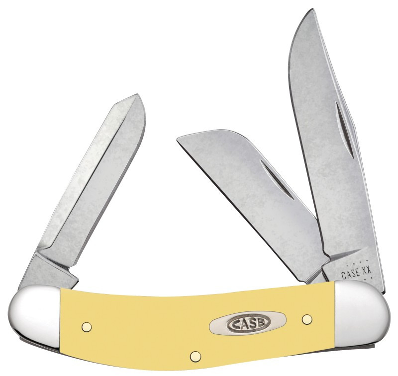 Case Yellow Sowbelly Folder Knife, Mirror Polish Blades | BladeOps
