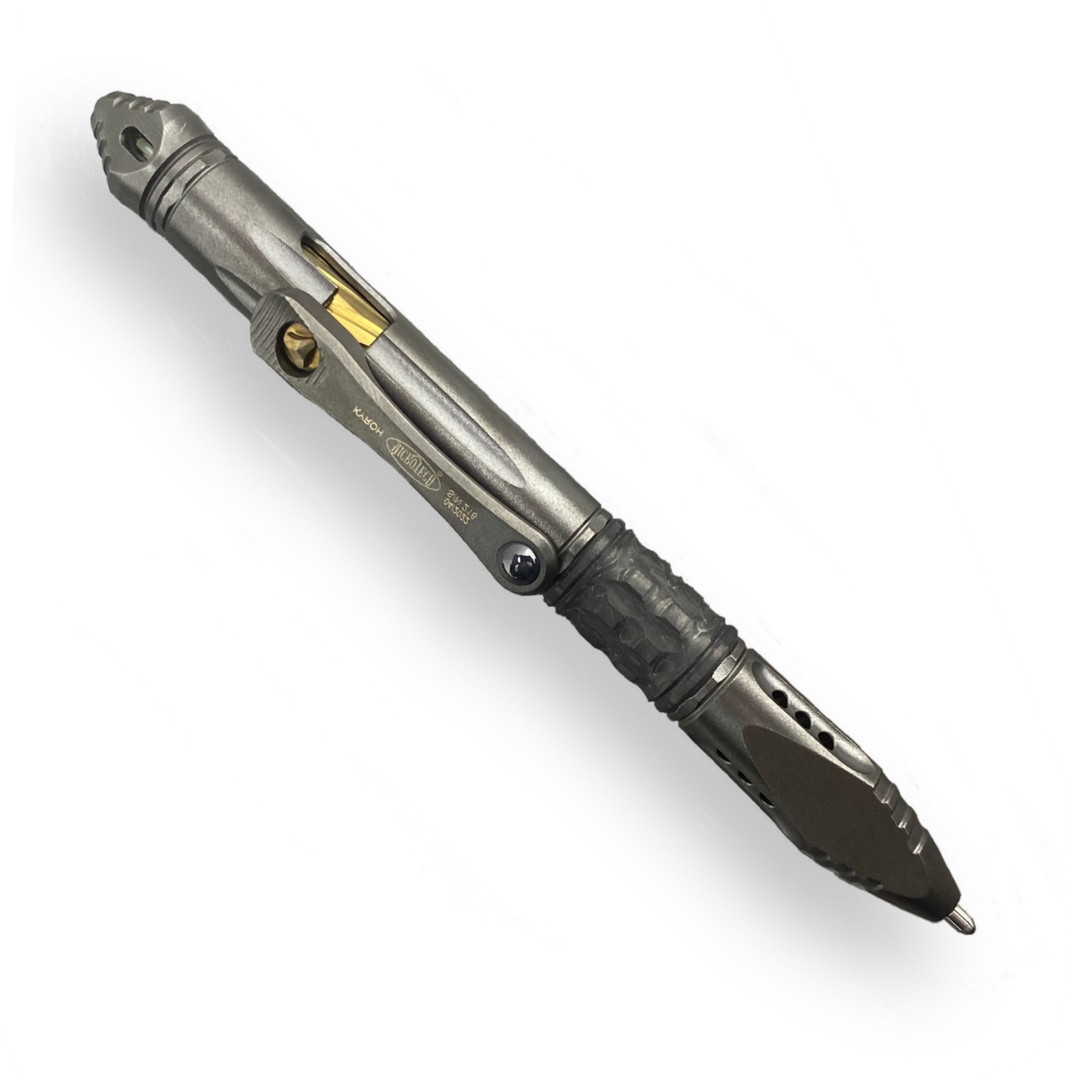 Microtech Kyroh Bolt Action Mini Titanium Pen, Shot Peened Finish with ...