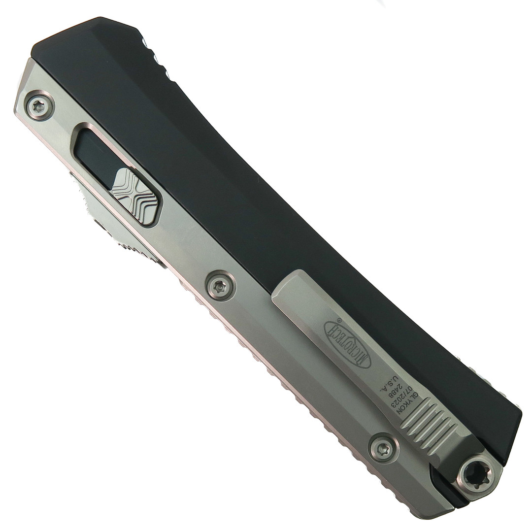 Microtech Glykon OTF Automatic Knife, Stonewash Bayonet Combo Blade | BladeOps