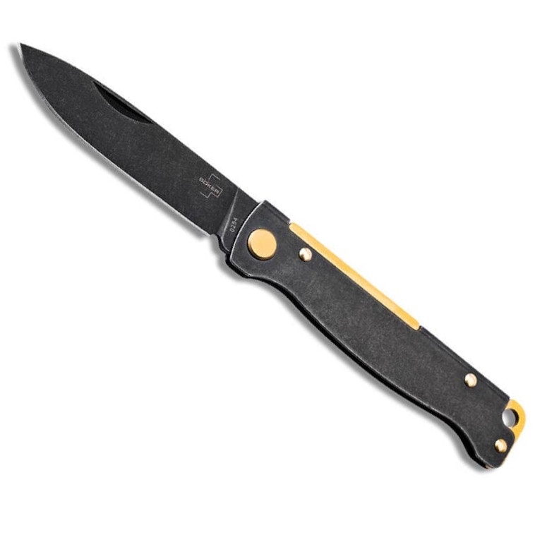 Boker Plus Atlas Folder Knife, Stonewash Drop Point Blade | BladeOps