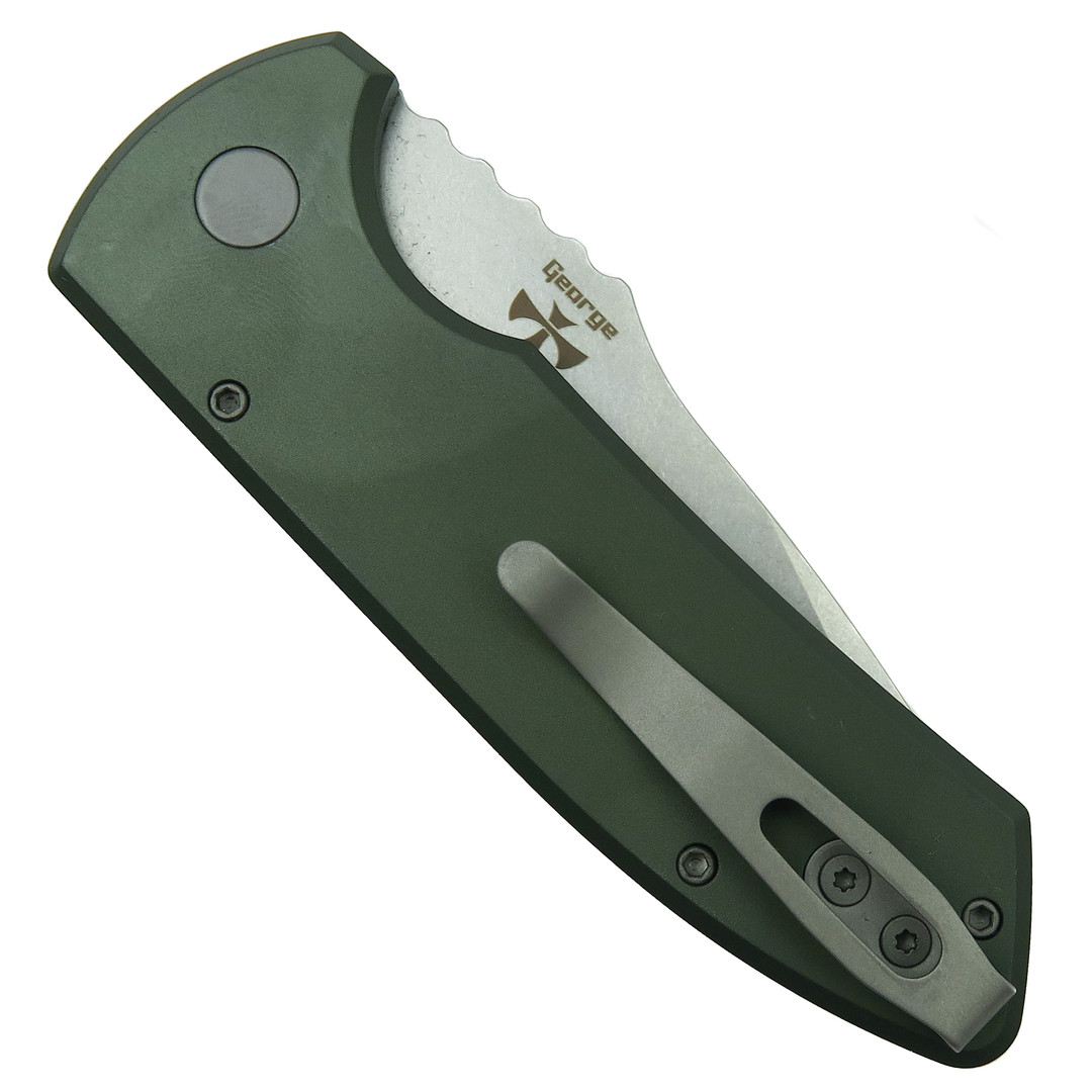 Pro-Tech Green Machine Textured SBR Auto Knife, Stonewash/Satin S35-VN ...