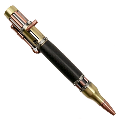 Loki Tool Carbon Fiber Steampunk Pen, Antique Brass