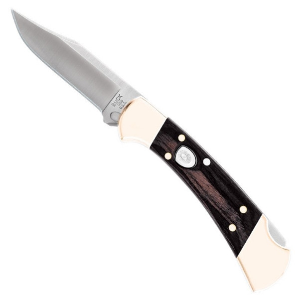 Buck 112 Ranger Ebony Wood Auto Knife, Satin Blade