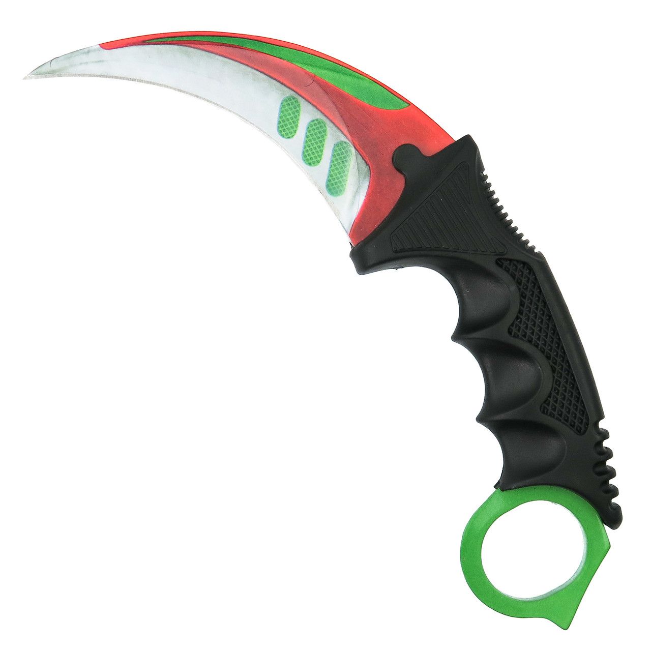 The Archimedes Claw Karambit, Green, Red and White Blade | BladeOps