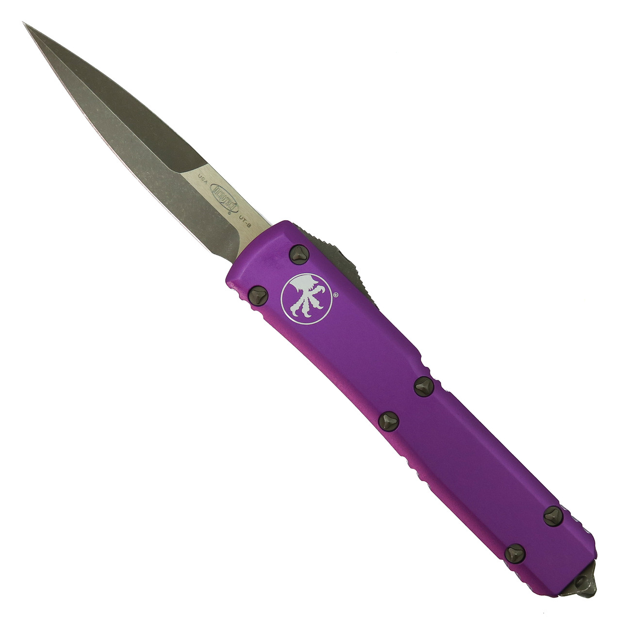Microtech Violet Ultratech OTF Auto Knife, Bronze Bayonet Blade | BladeOps