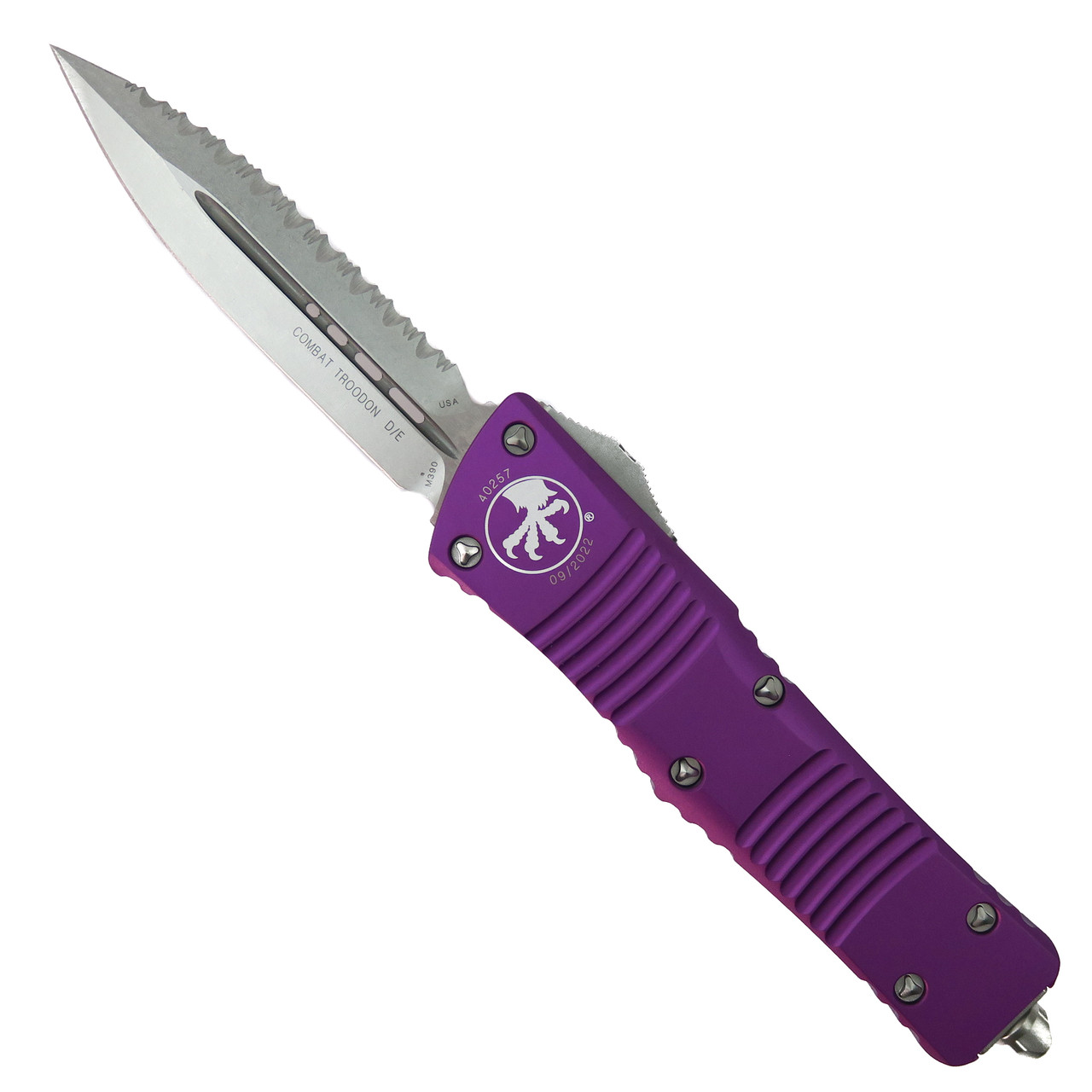 Microtech Violet Combat Troodon OTF Auto Knife, Stonewash Serrated ...