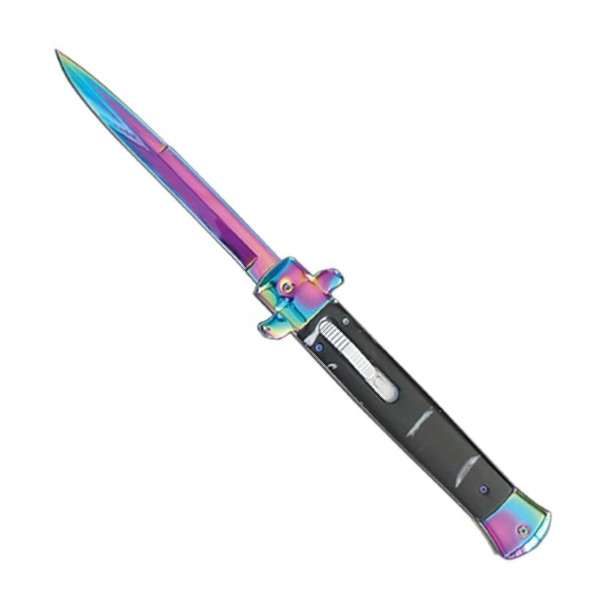 Milano Style Elite Black and Rainbow Large OTF Auto Knife, Rainbow ...