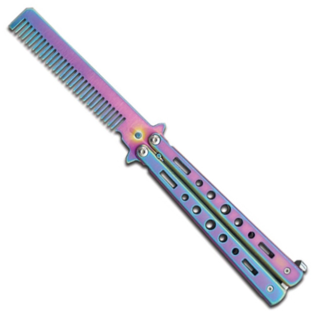 AerialFlow Rainbow Butterfly Knife Comb, Comb Blade | Bladeops
