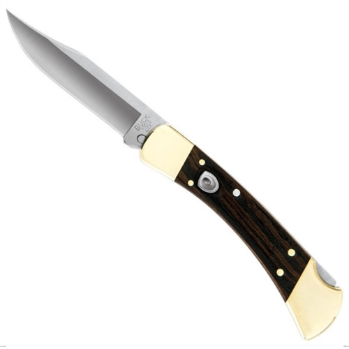 Buck 110 Ebony Wood Auto Knife, Satin Blade