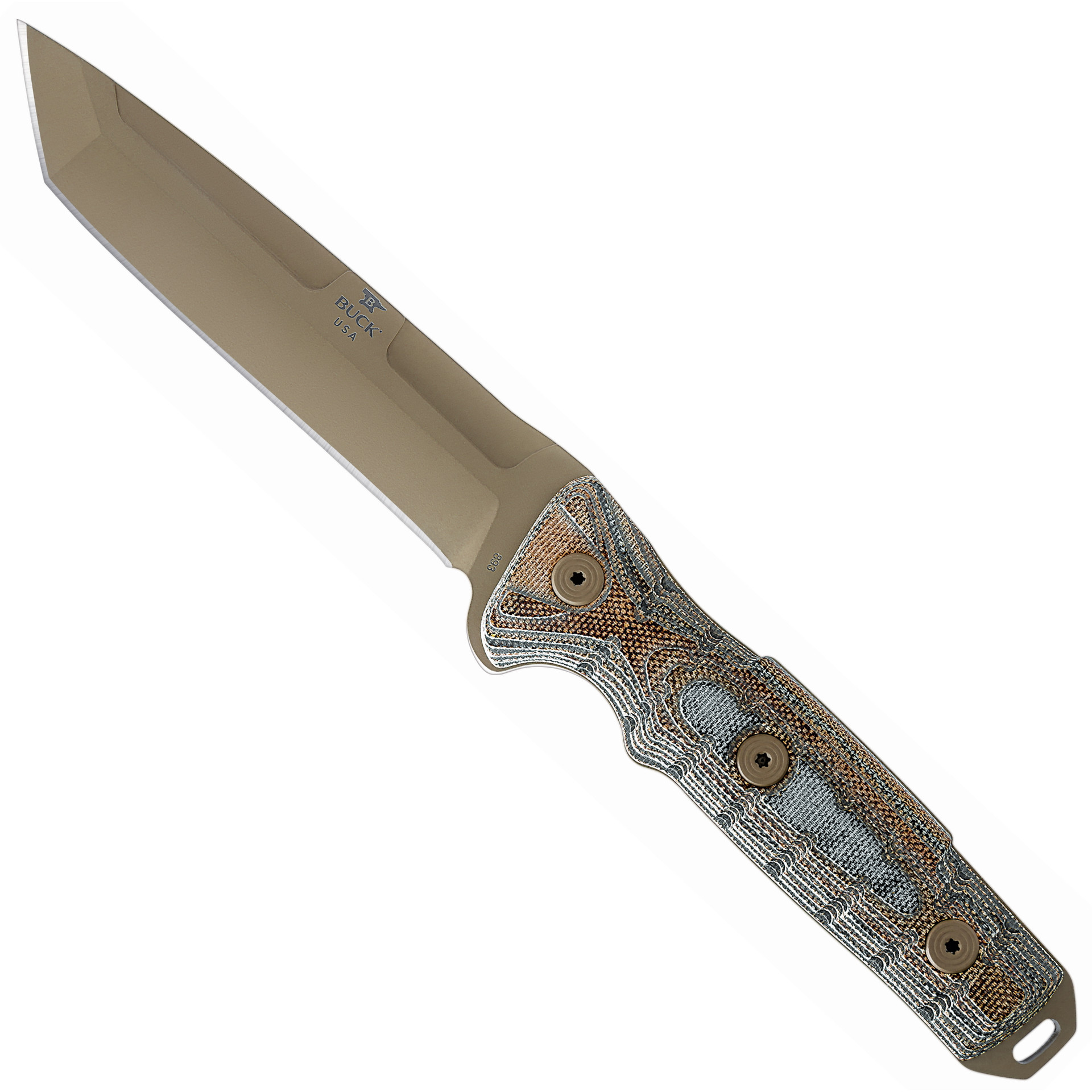 Buck Multi-Tan GCK Tanto Fixed Blade Knife, Coyote Tan Blade | BladeOps