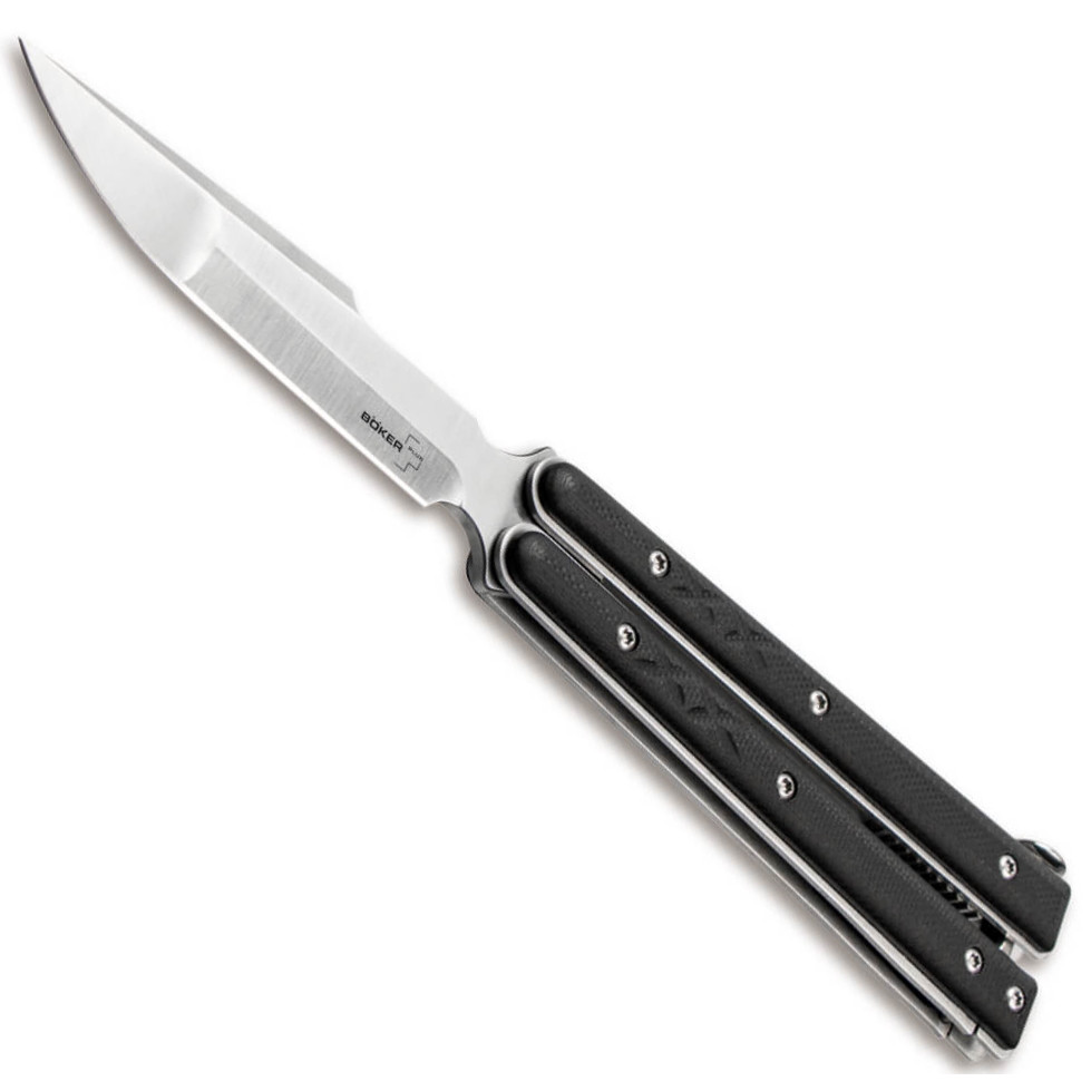 Boker Plus Tactical Balisong Butterfly Knife, Satin D2 Harpoon Blade ...