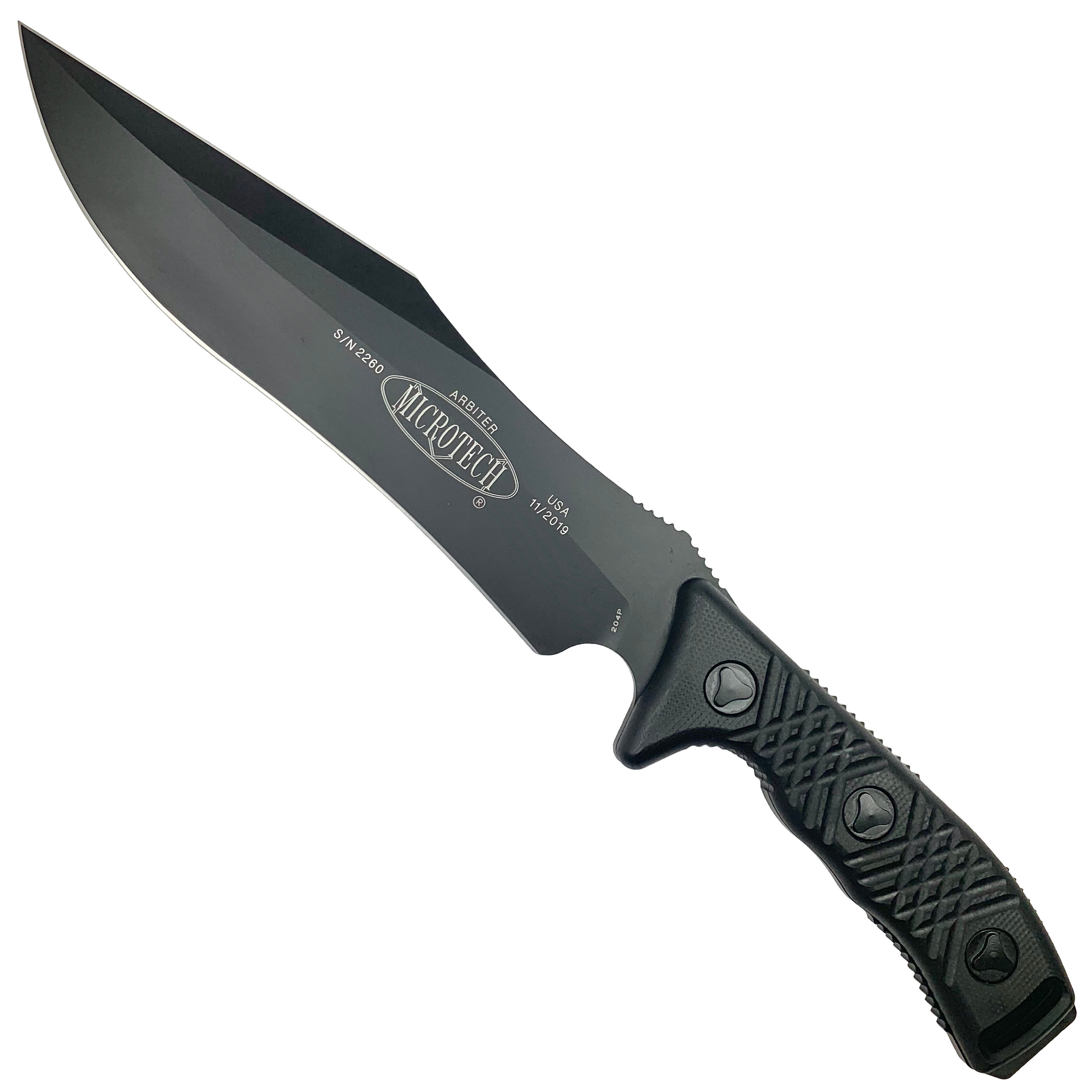 Microtech Arbiter Fixed Blade Knife, Black Plain Blade