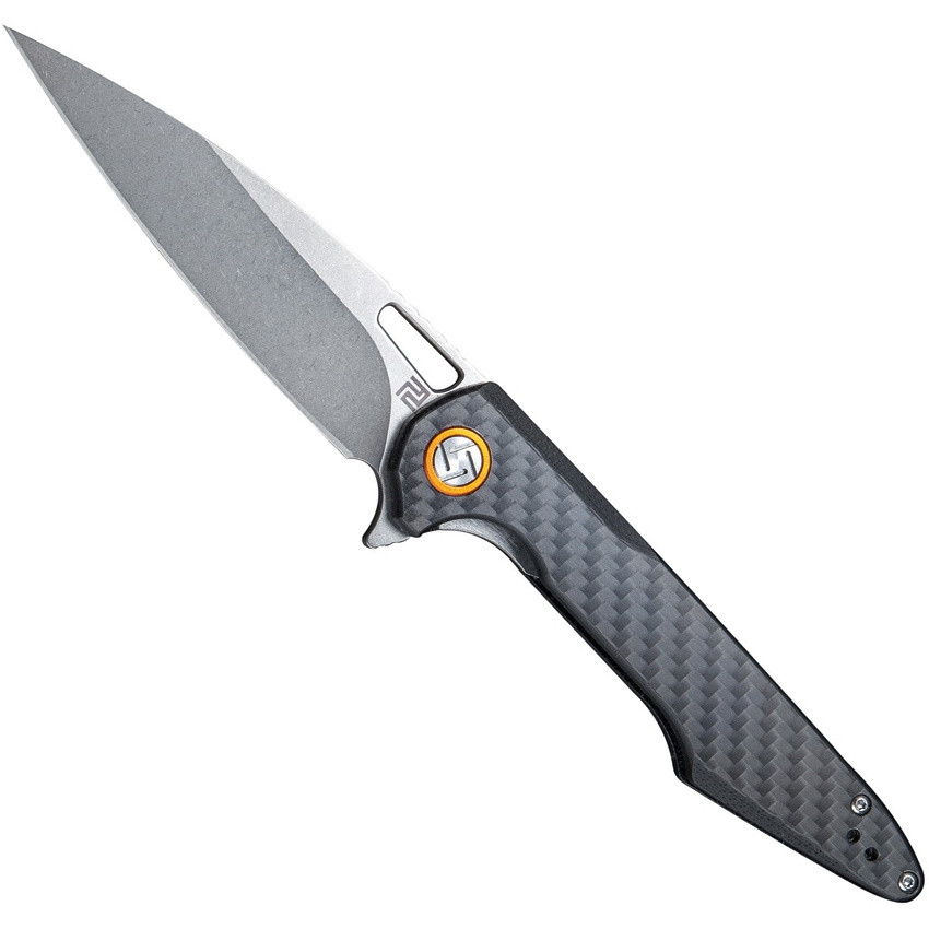 Artisan Cutlery Small Archaeo Carbon Fiber Flipper Knife, D2 Blade ...