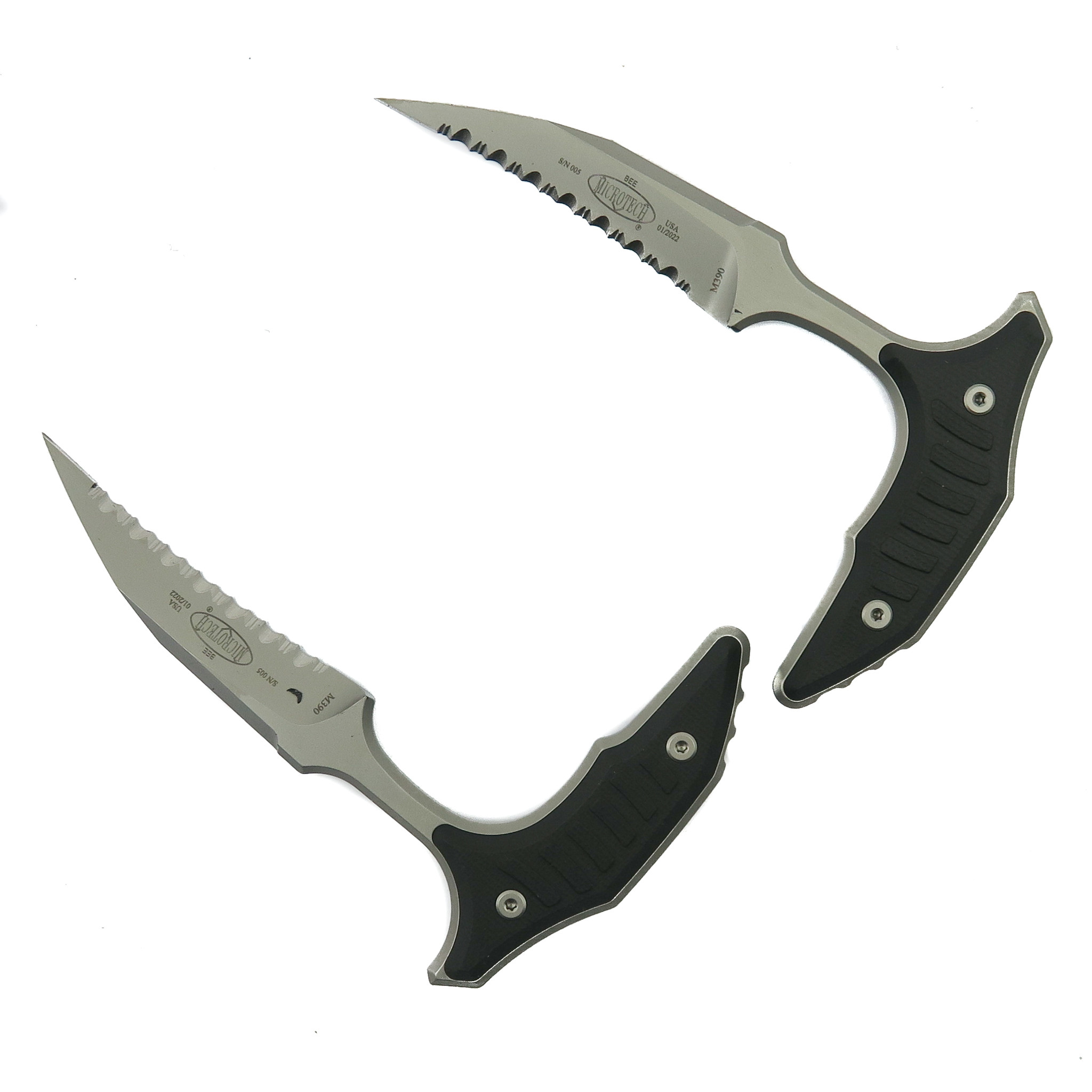 Microtech Carbon Fiber Bastinelli Double Bee Push Daggers, Serrated ...