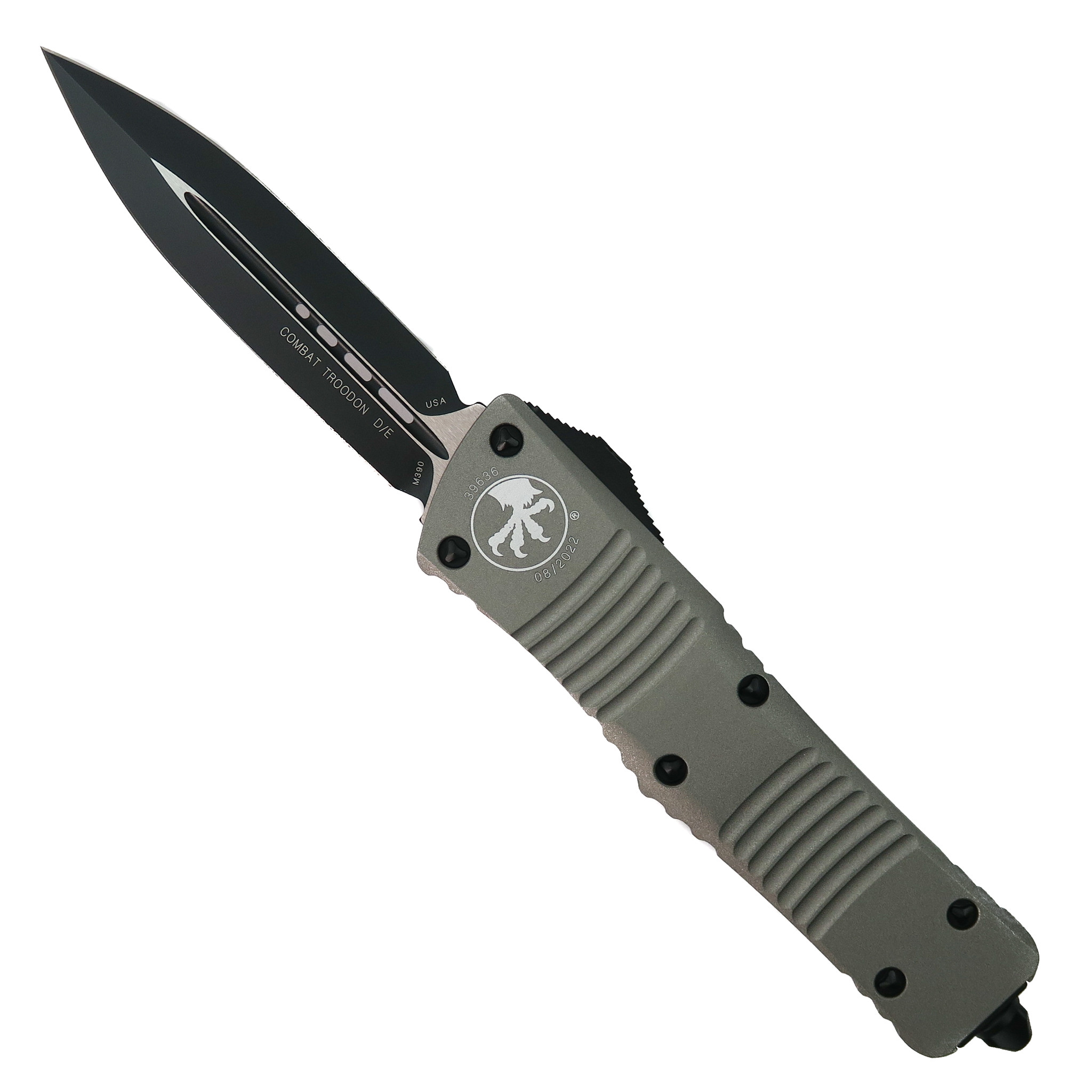 Microtech Titanium Gray Combat Troodon OTF Knife, Black Dual Edge Blade ...