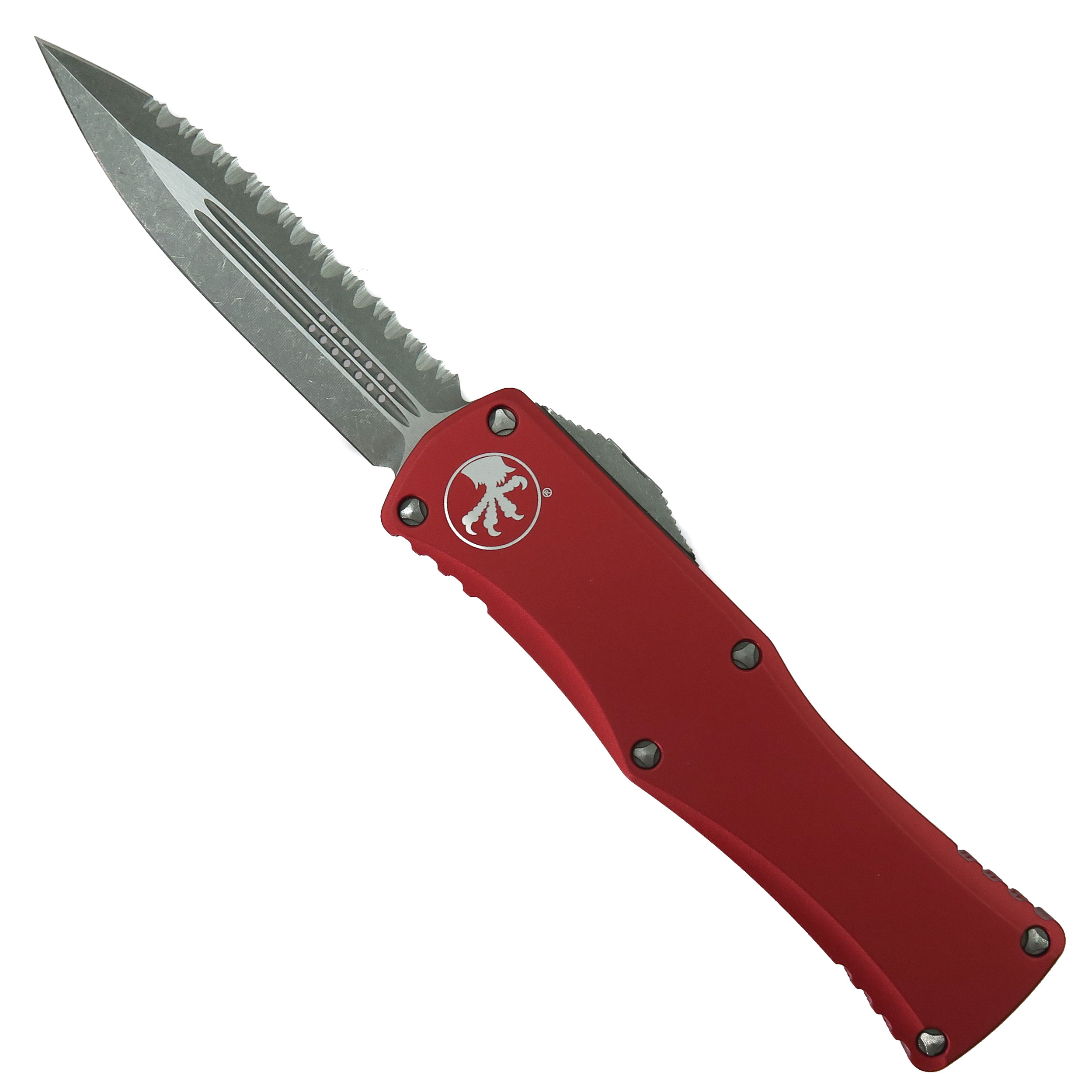 Microtech Red Hera Otf Knife Apocalyptic Fully Serrated Dagger Blade