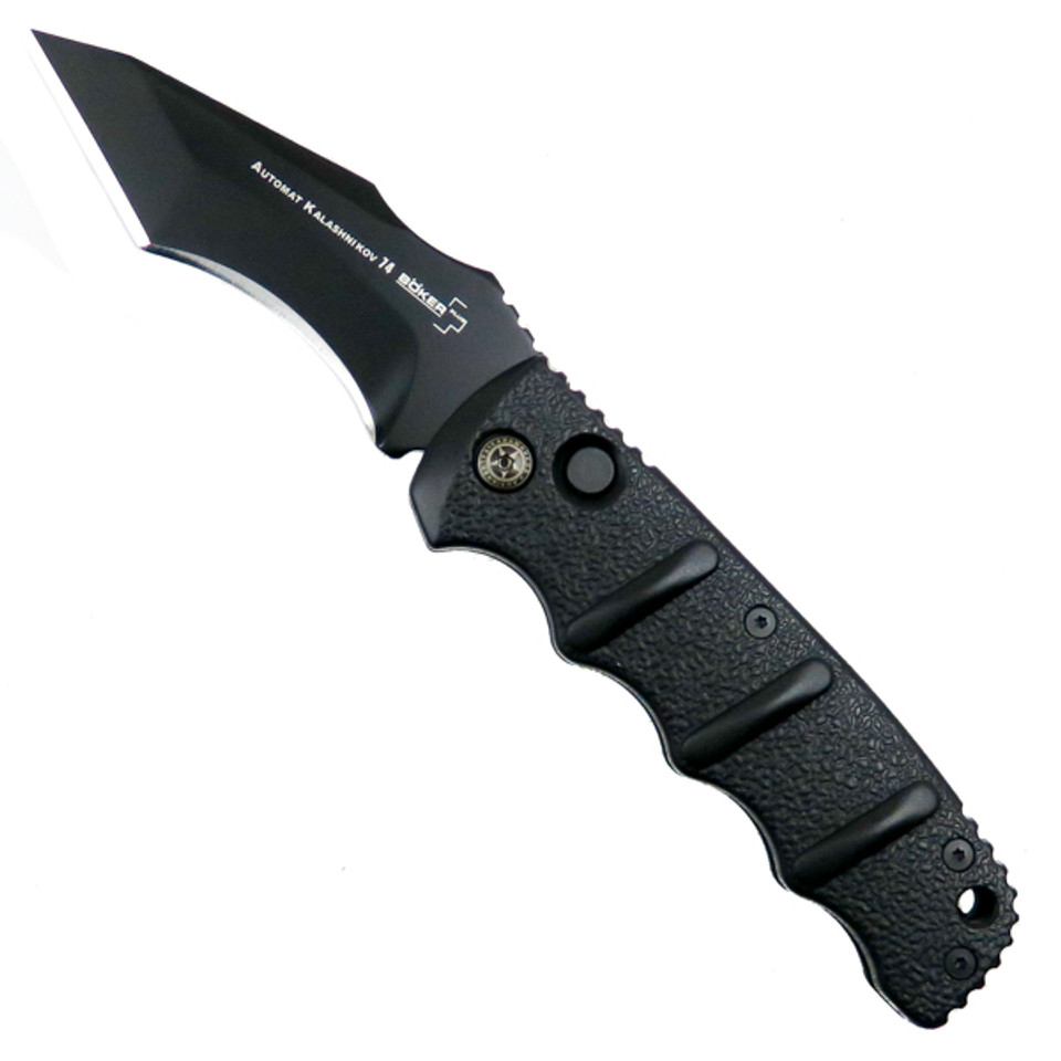 Boker Kalashnikov Recurve Tanto Auto Knife, AUS8 Black Blade