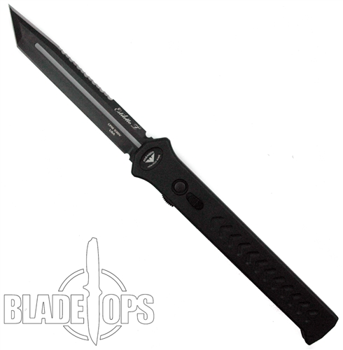 Paragon Tanto Estiletto OTF Auto Knife, DLC Black Combo Edge Blade