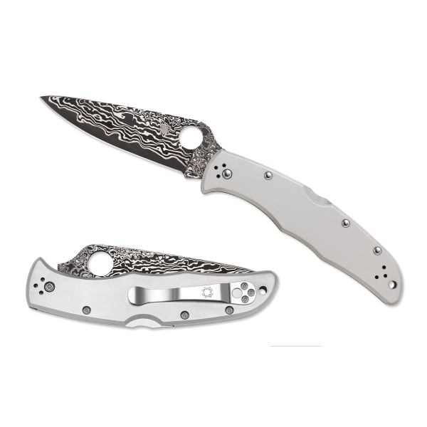 Spyderco Titanium Endura 4 Folder Knife, Damascus Blade