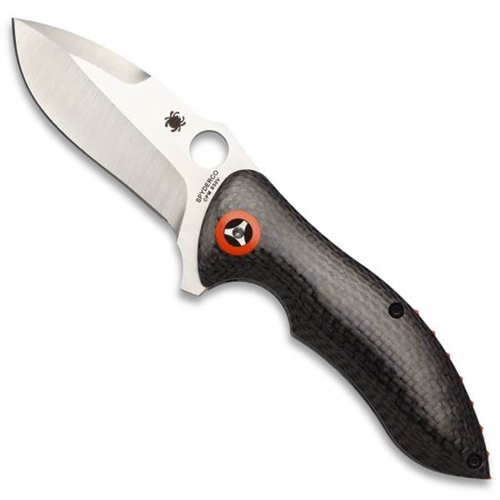 Spyderco Carbon Fiber Rubicon Flipper Knife, PlainEdge Blade