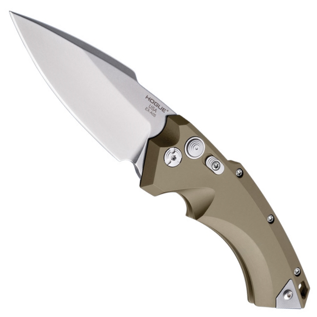 Hogue Knives FDE EX-A05 4" Spear Point Auto Knife, Tumbled Blade