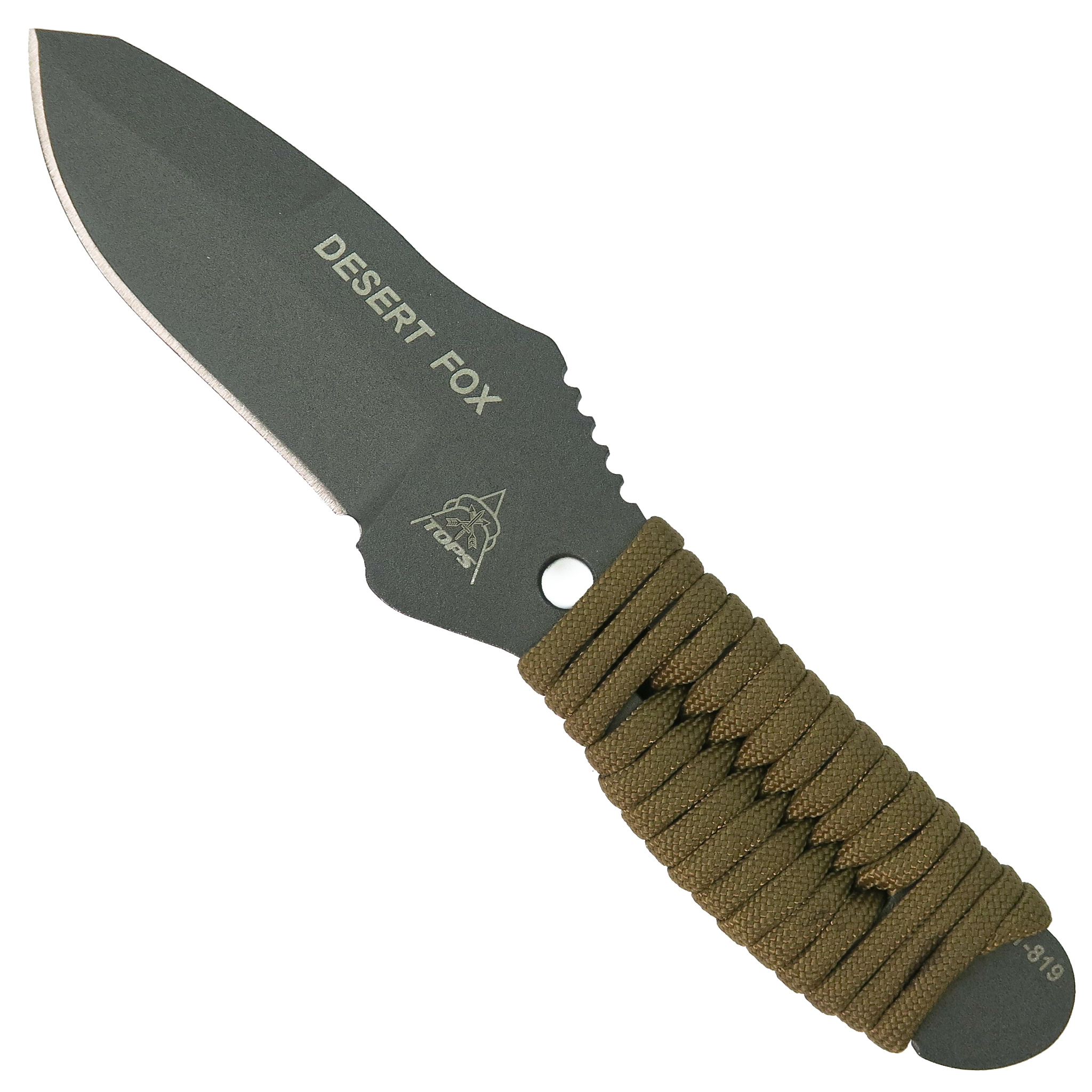 TOPS Desert Fox Fixed Blade Knife, Tactical Grey Blade