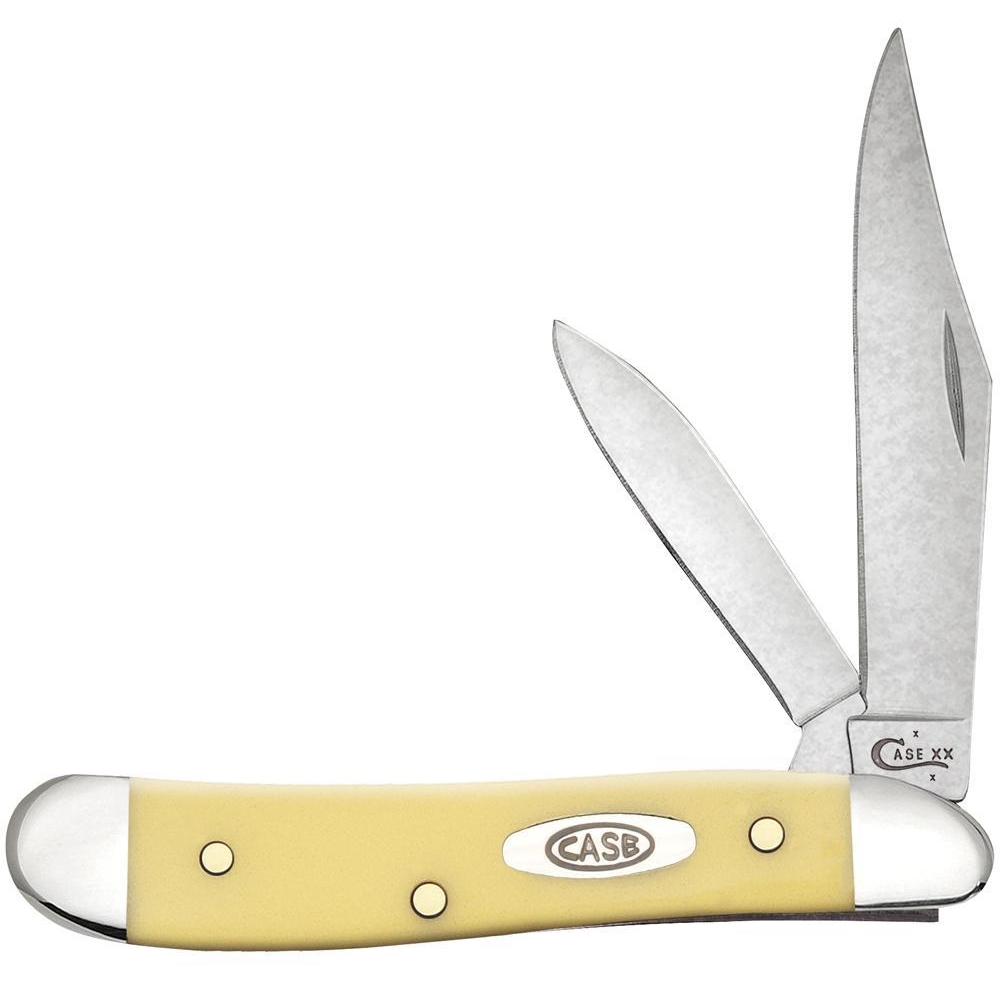 Case Peanut Yellow Synthetic Folder Knife, Satin Blades