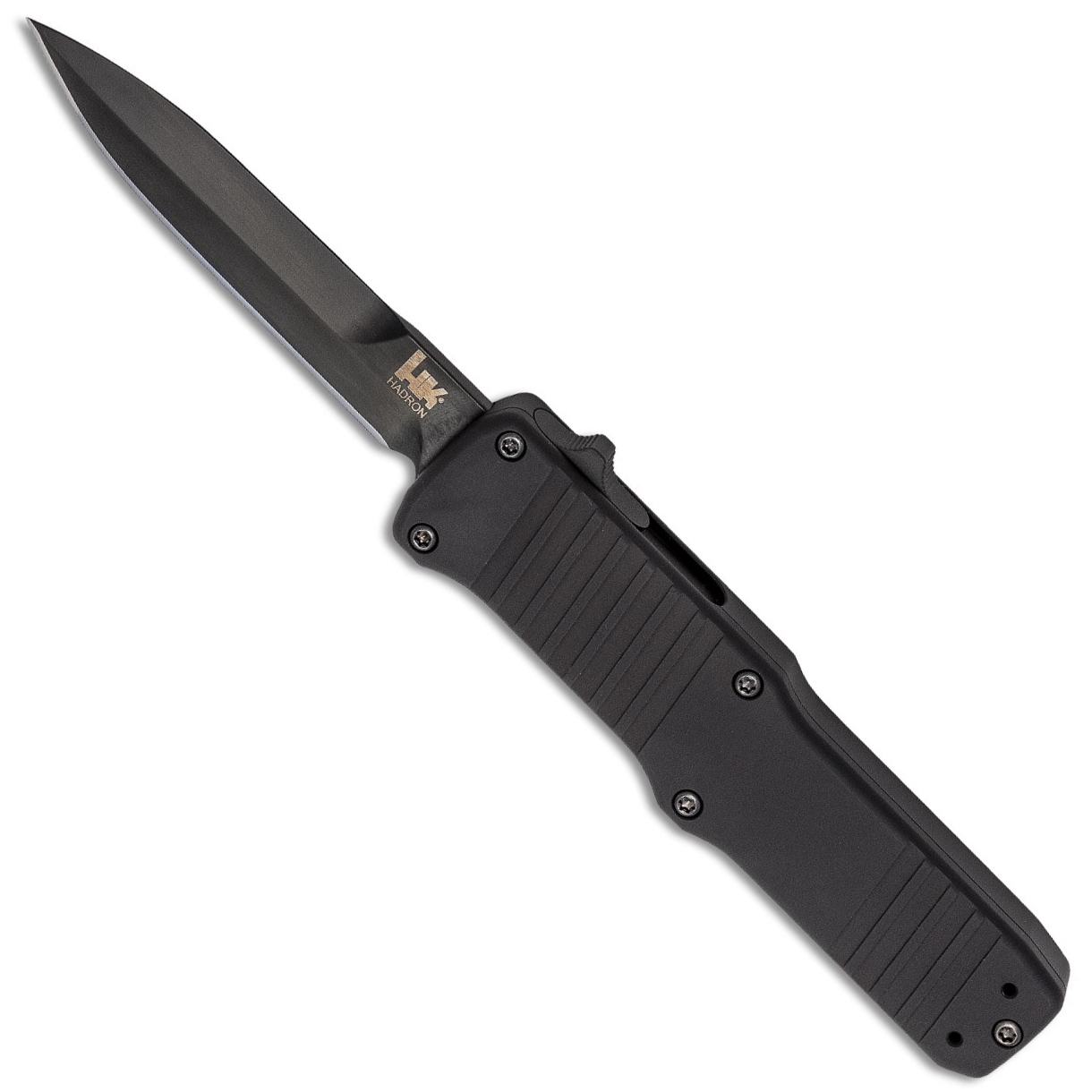 HK Hadron Bayonet OTF Auto Knife, Black Blade | BladeOps