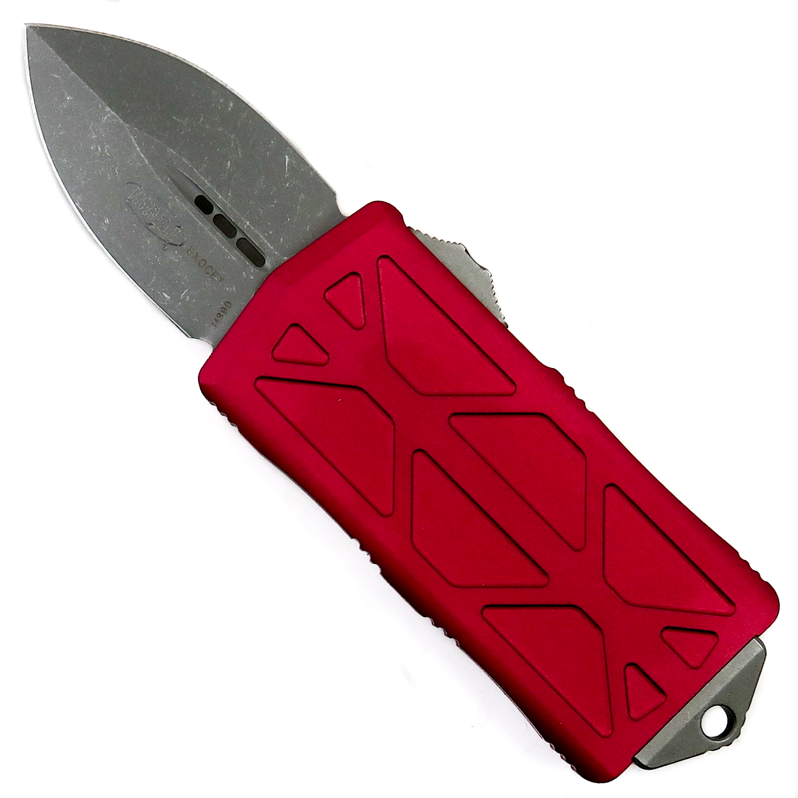 Microtech Red Exocet Otf Auto Knife Apocalyptic Stonewash Blade Bladeops